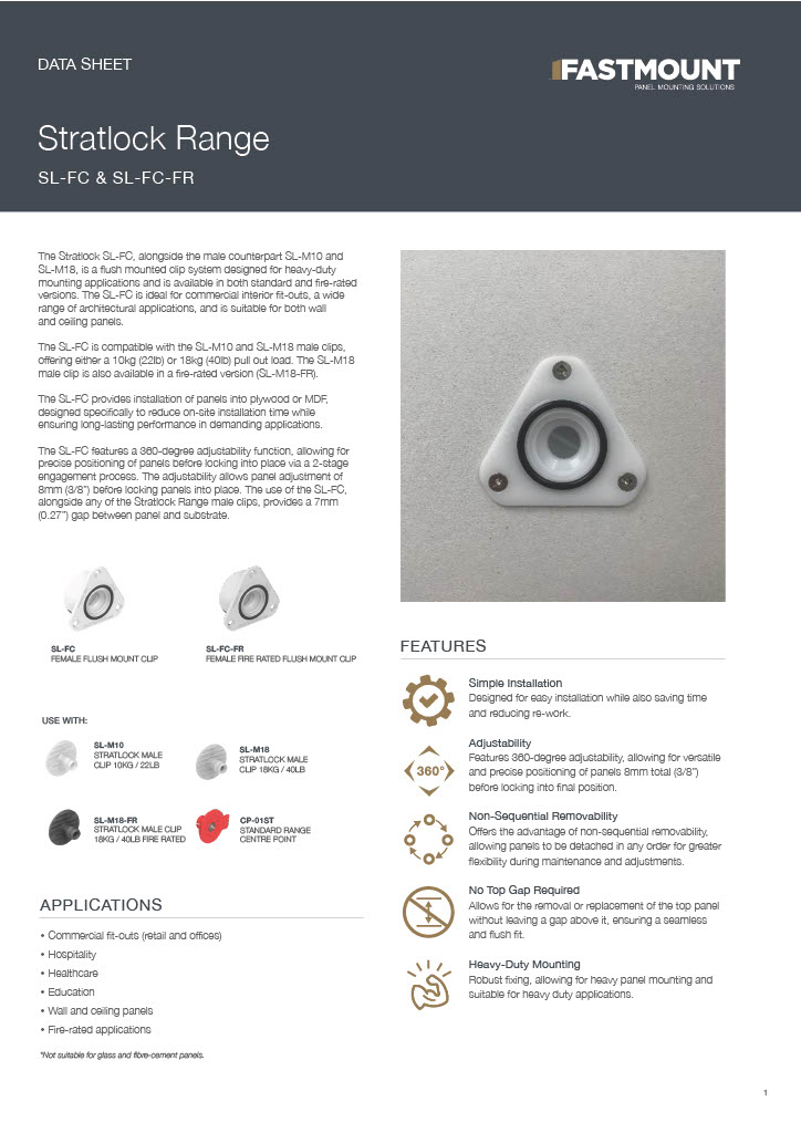SL FC & SL FC FR Data Sheet | Fastmount™ Panel Mounting